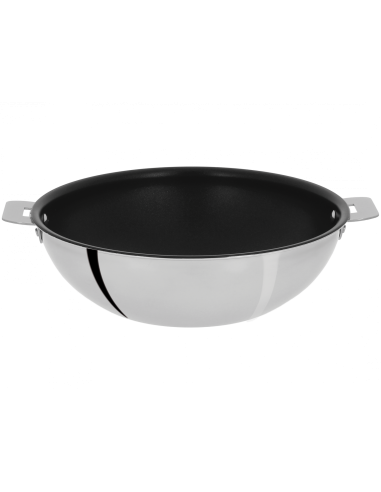 WOK Inox 32 cm Cristel Anti Adherent Induction - BELLYNCK ET FILS